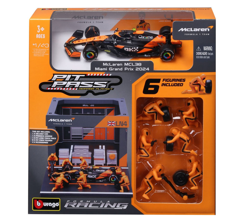 Bburago 1/43 McLaren F1 MCL28 2024 Pitt Pass – GP Models